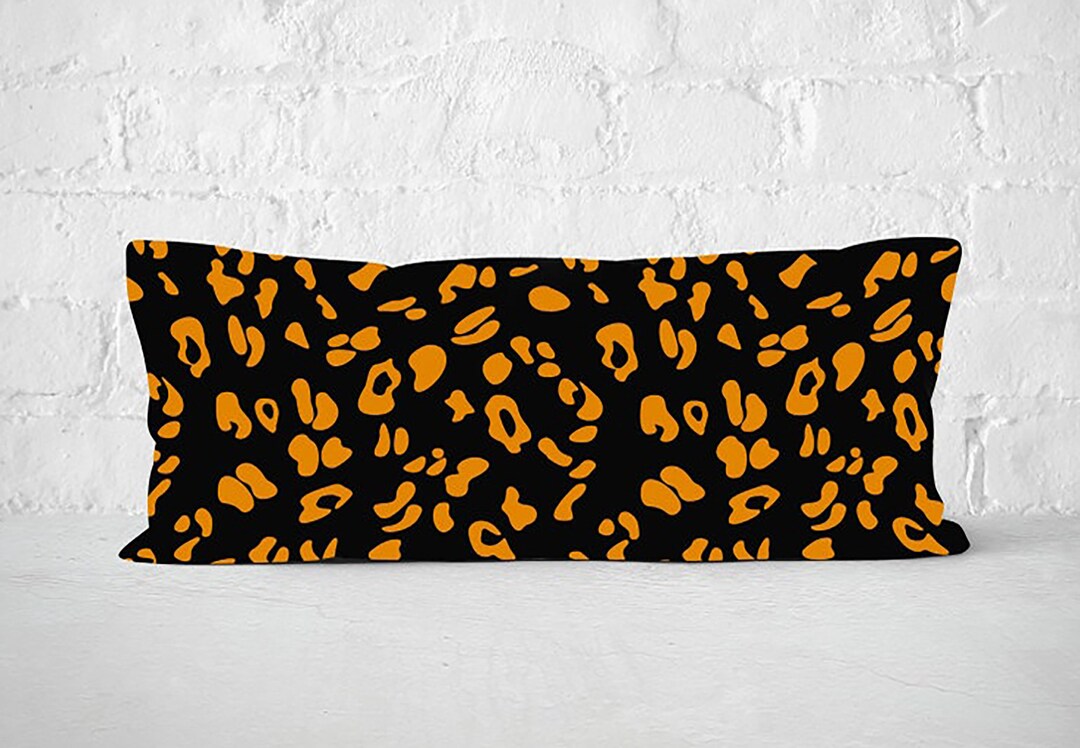 Leopard Skin Print Oversized Lumbar Pillow Cover, Geometric Bolster ...