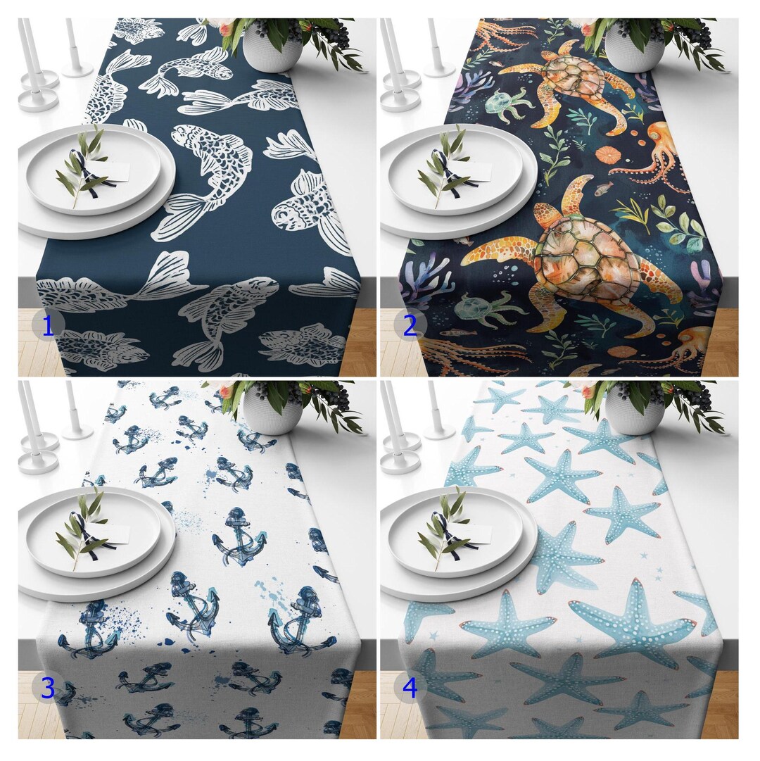 Sea Life Table Runners, Ocean Inspired Table Runners, Nautical Table ...