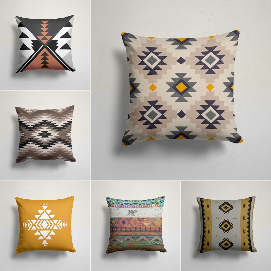 Rug Design Pillow Covers, Terracotta Southwestern Cushion Case ...