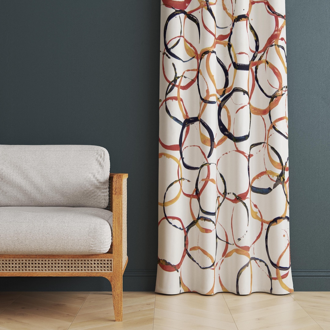 Abstract Geometric Curtain Panels, Modern Organic Shape Drapes ...