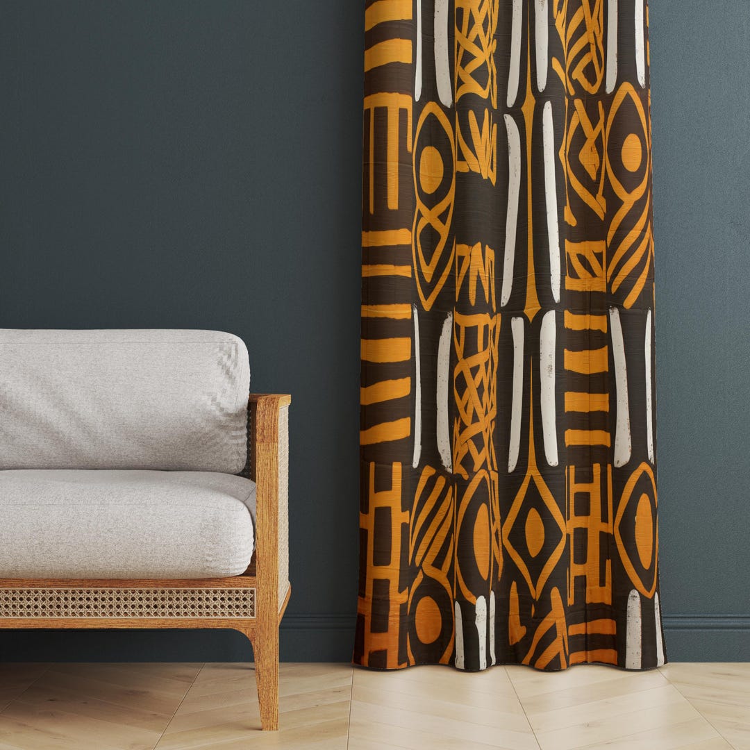 African Mud Cloth Print Curtain | Tribal Pattern Drapes | Ethnic Boho ...