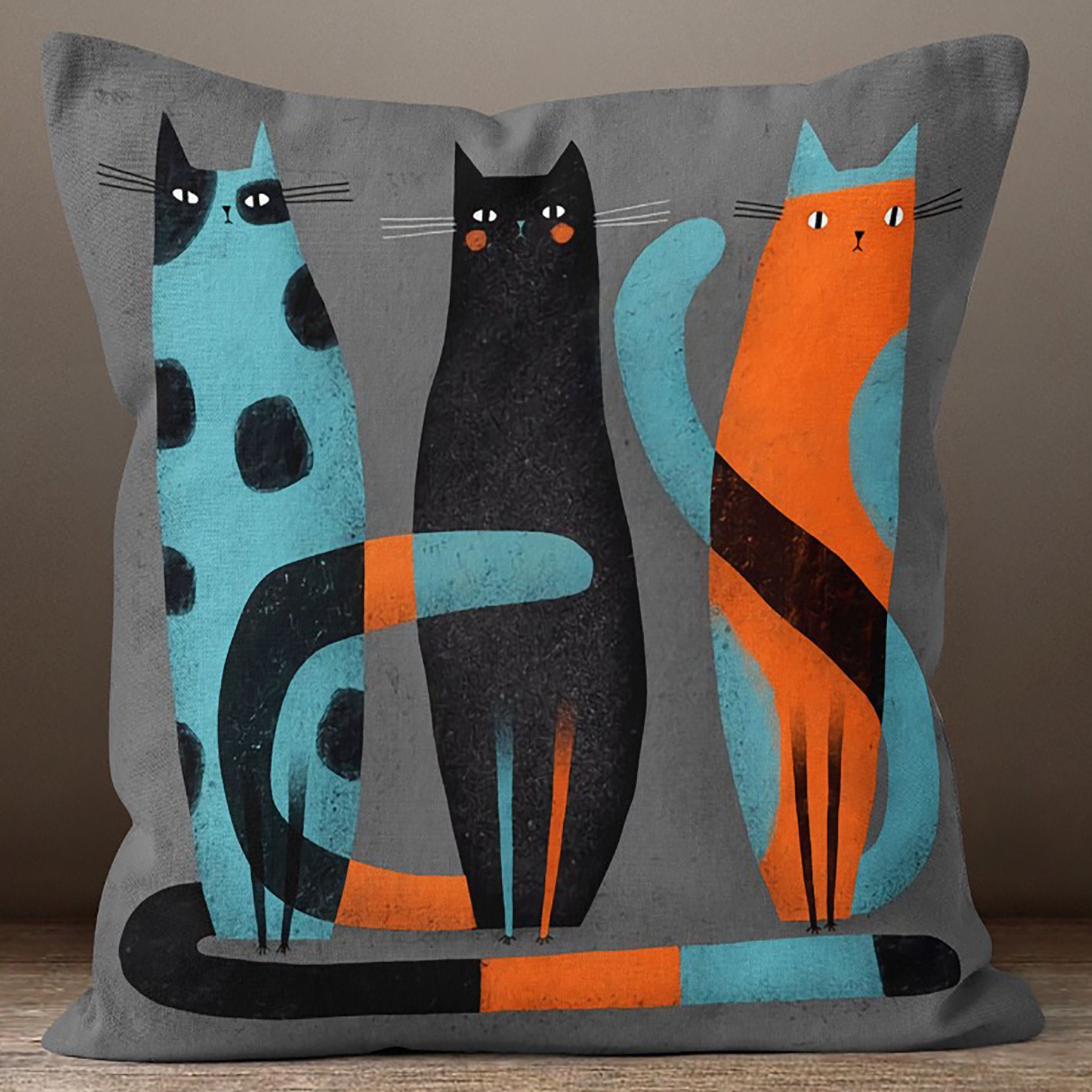 Cat Pillow Covers Cute Cat Pattern Cushion Case Housewarming - Etsy