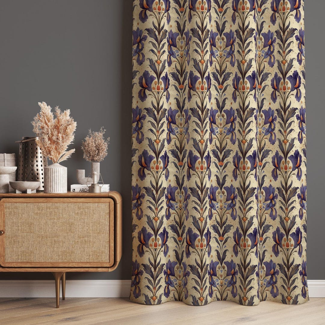 Vintage Floral Tapestry Curtain Panels, Elegant Floral Damask Curtains ...