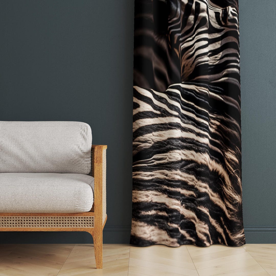 Zebra Print Window Curtain, Modern Safari Decor Drapes, Animal Pattern ...