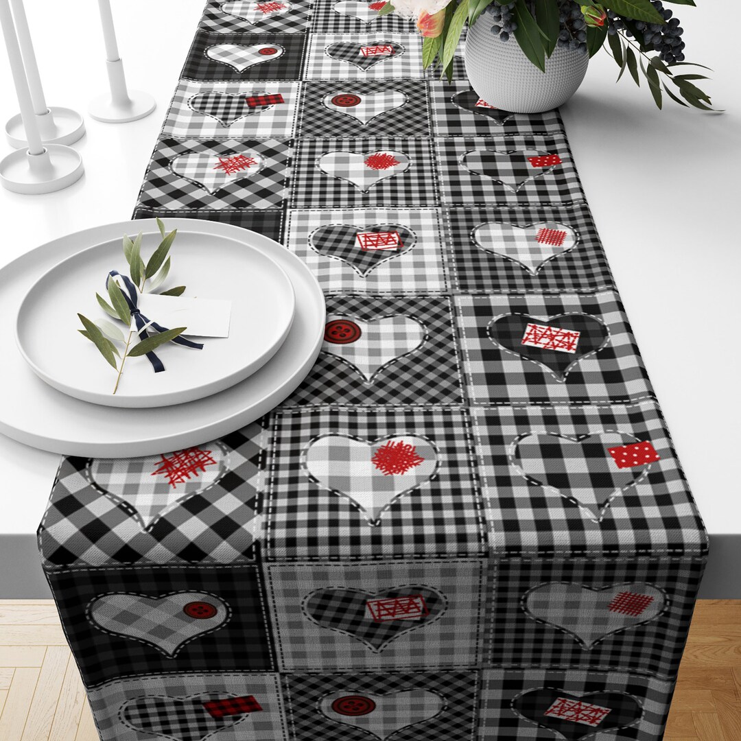 Love Table Runner, Heart Table Runner, Valentine's Day Red Heart Runner ...