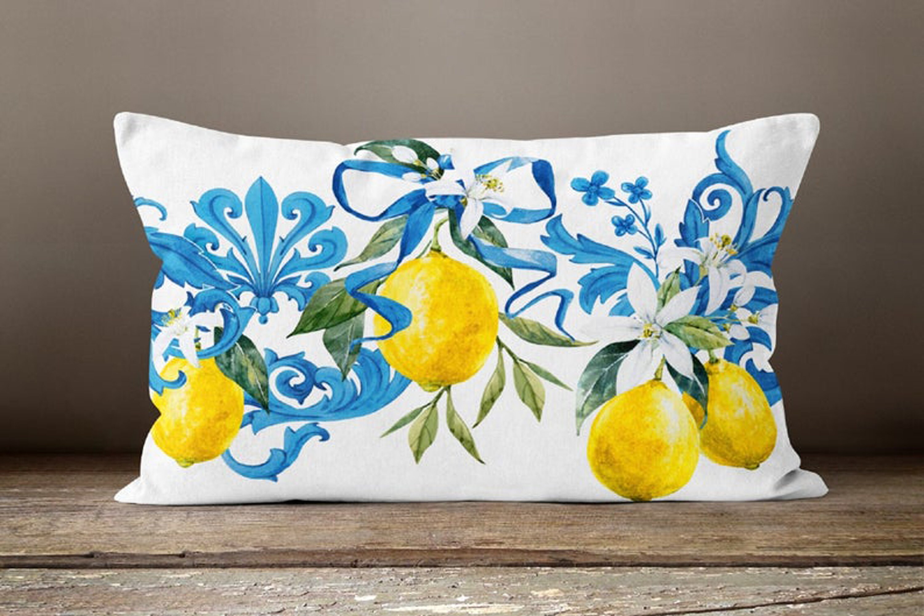 Lemons Pillow Cover, Decorative Lemon Tree Topiary Cushion Case, Lemons ...
