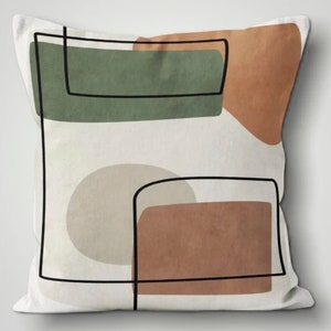Boho Abstract Pillow Covers, Green Boho Cushion Cover, Modern Accent ...