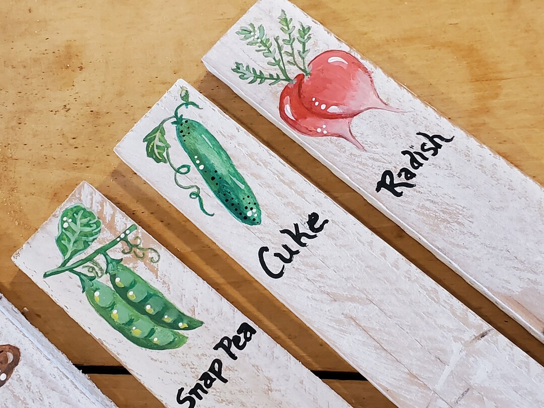 Garden Markers Rustic Hand Painted Custom on Weathered Fence, Set of 4 ...