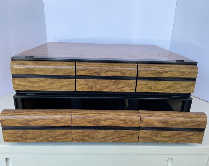Vintage Wood Grain Plastic Cassette Tape Storage Case Holder - Set of 2 ...
