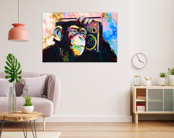 Monkey Boombox Art | Etsy