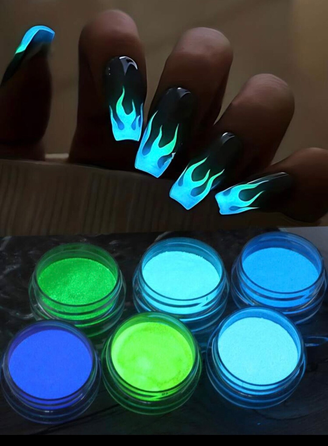 Set of 6 Phosphorescent Nail Powders - Etsy