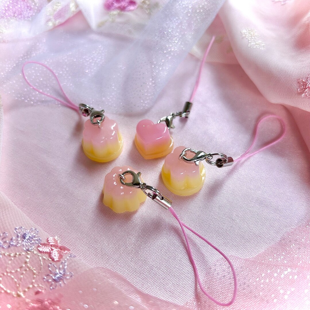 Made to Order Cute Little Pink and Yellow Pudding Phone Charm ...