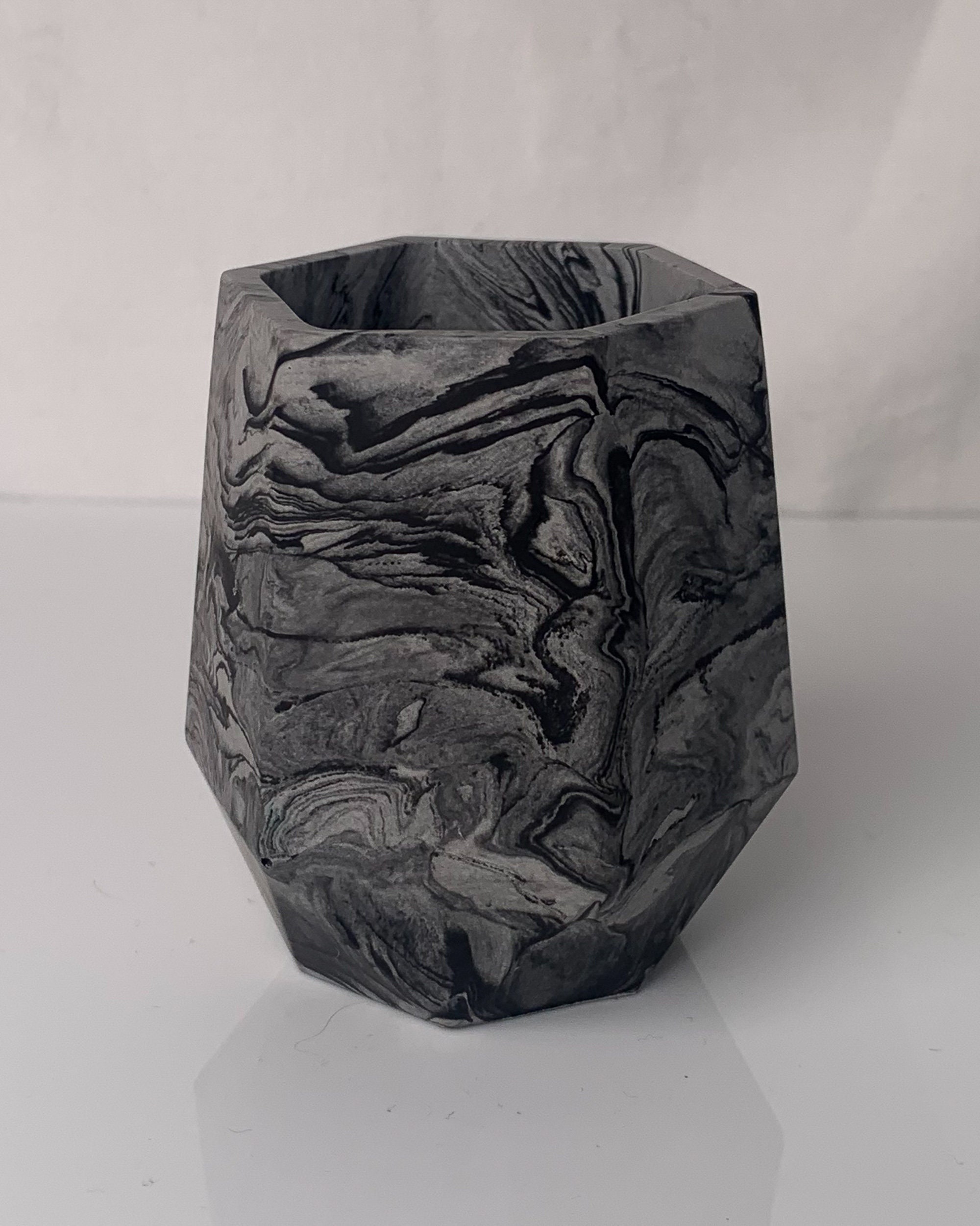 Home Décor Home & Living Small Grey Marble Vase etna.com.pe