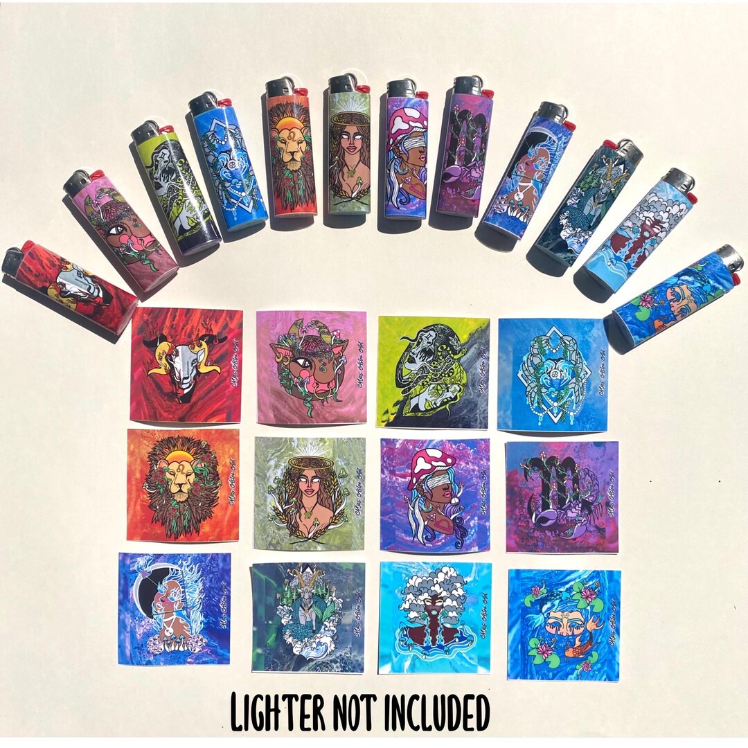 Zodiac Sign Lighter Sticker Wrap, *LIGHTER NOT INCLUDED* Smoking ...