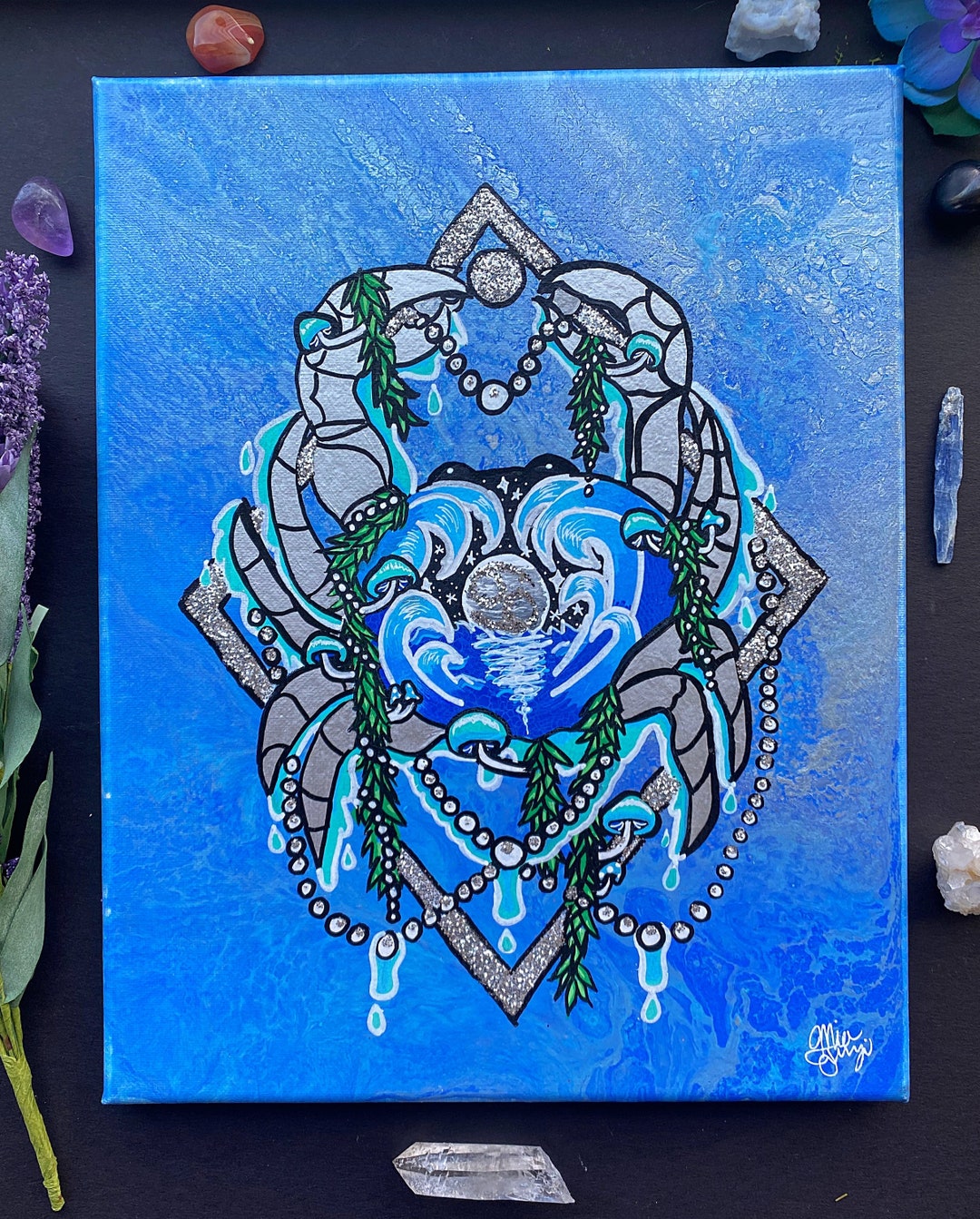 Zodiac Cancer Original Painting, Astrology Wall Art, Cancer Zodiac ...