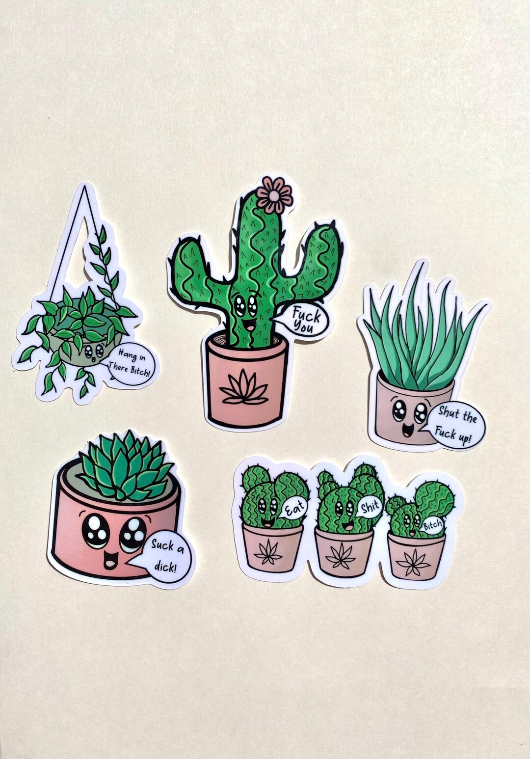 Positive Plants Sticker Pack, Plant Profanity Sticker, Profanity ...