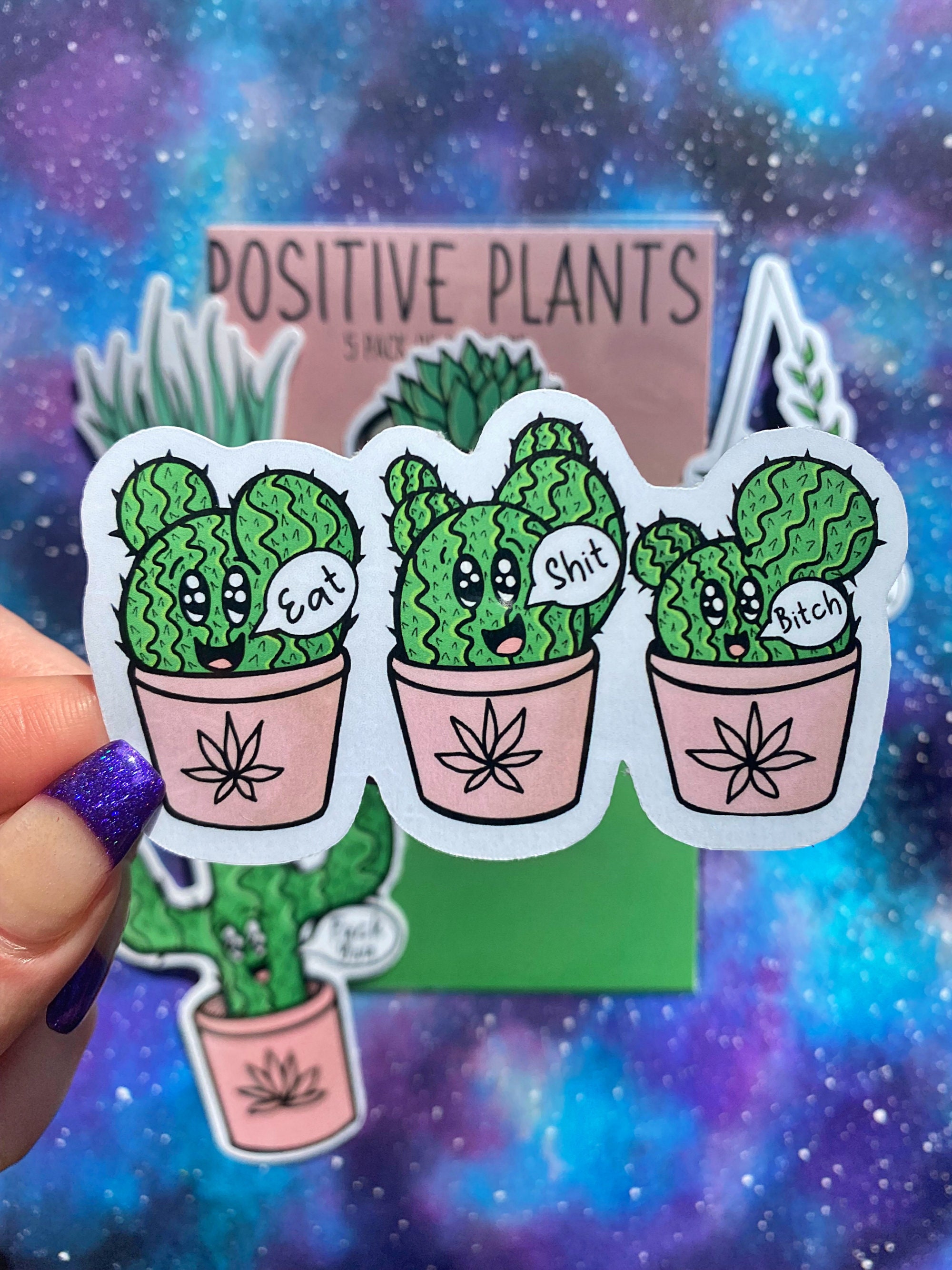 Positive Plants Sticker Pack Plant Profanity Sticker | Etsy
