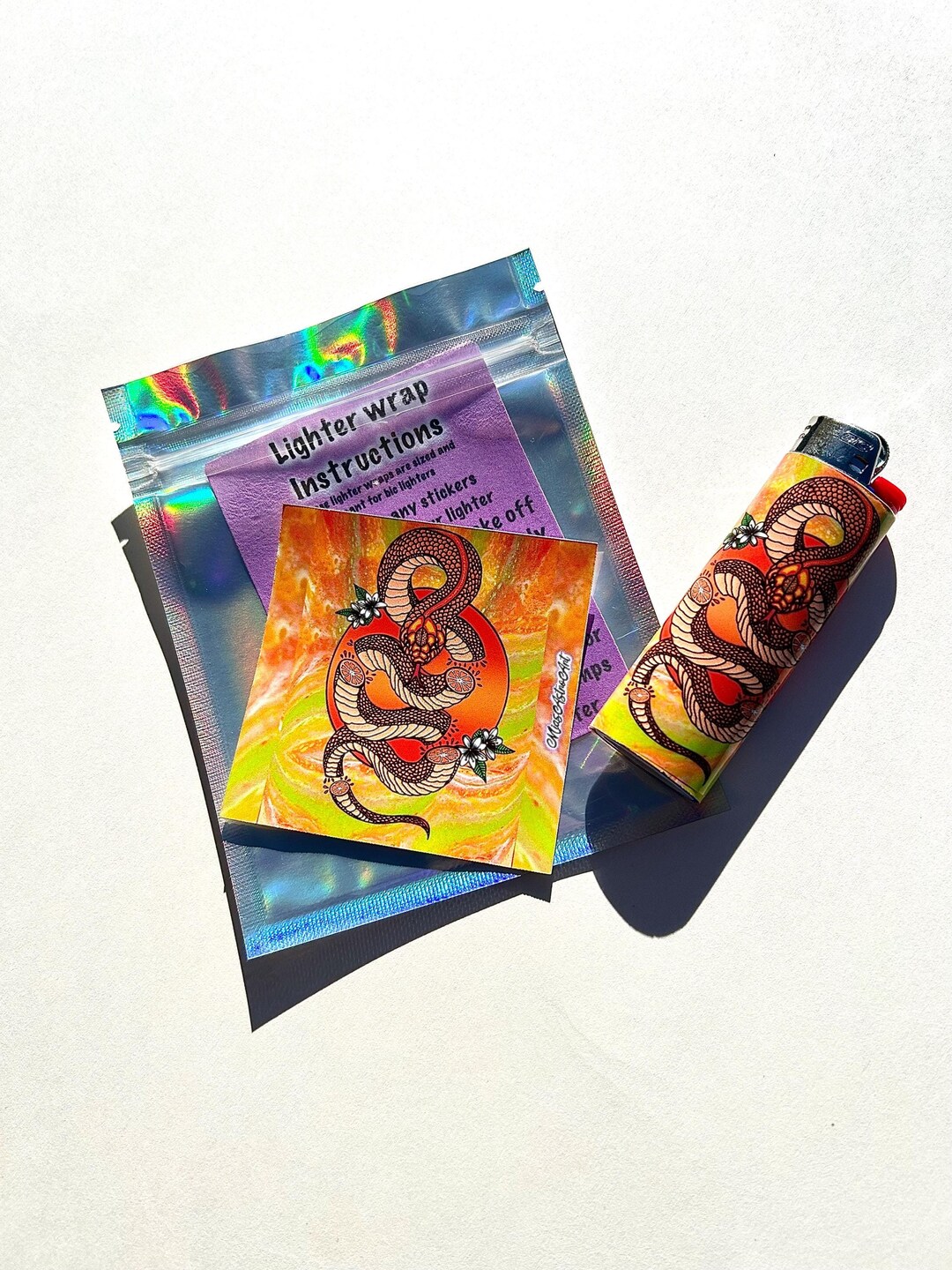 Orange Snake Lighter Wrap, *LIGHTER NOT Included*smoking Accessories ...