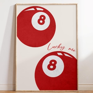 8 Ball Feeling Lucky Red Trendy Print, Dorm Apartment Girly Lucky Me ...