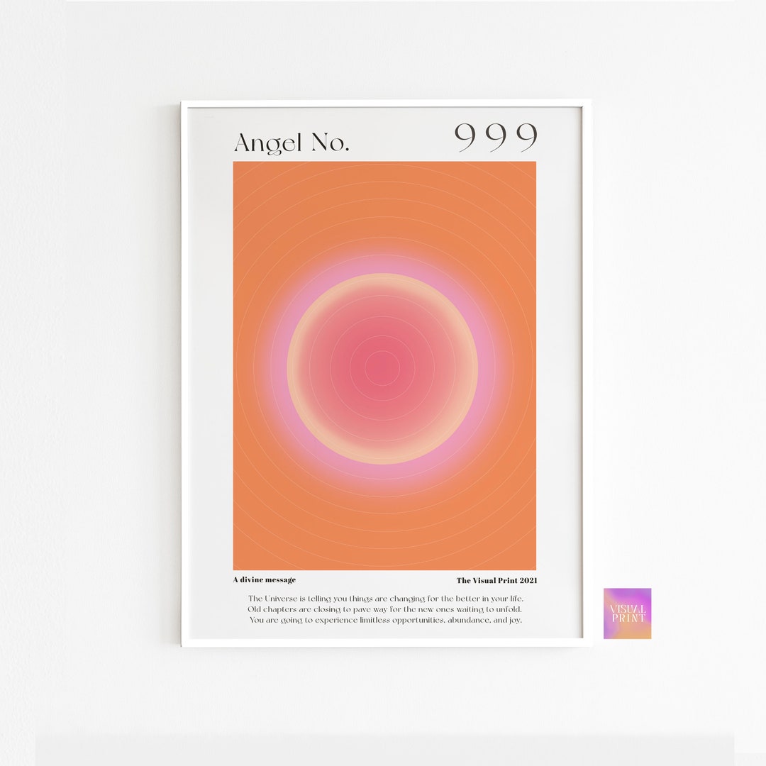 Angel Number 999 Manifestation Energy Gradient Design Gallery Wall Art ...