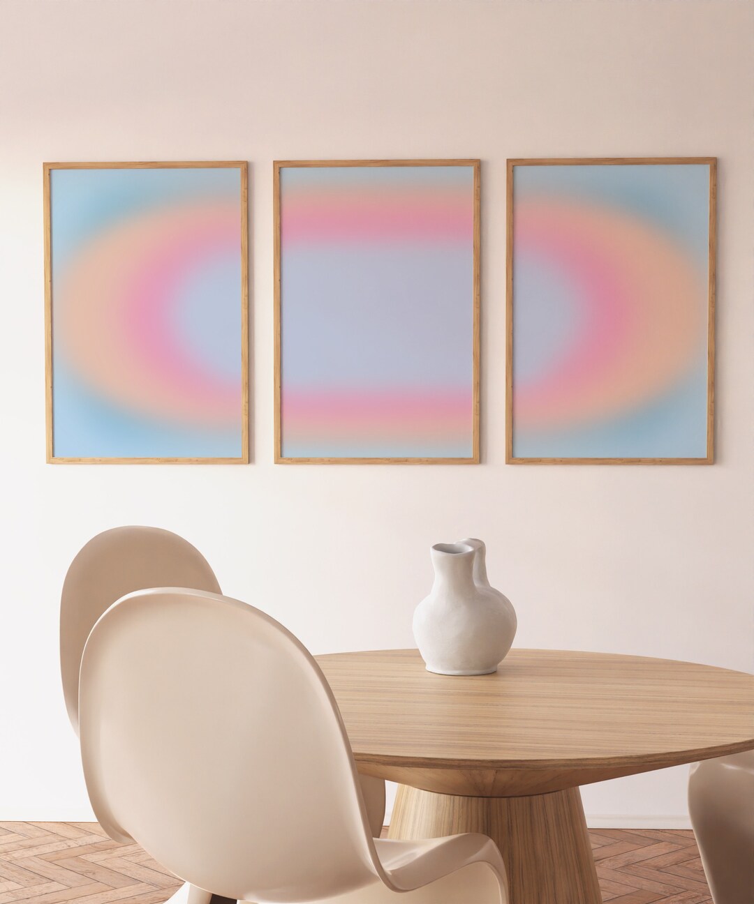 Set of 3 Aura Stretched Gradient Gallery Wall Art Print, Abstract Angel ...