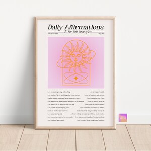 Pink Retro Daily Affirmations Gratitude Aura Gradient Poster, Dorm Room ...