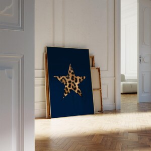 Set of 3 Leopard Navy Aesthetic Star Lucky 8 Ball Print Set (DIGITAL ...