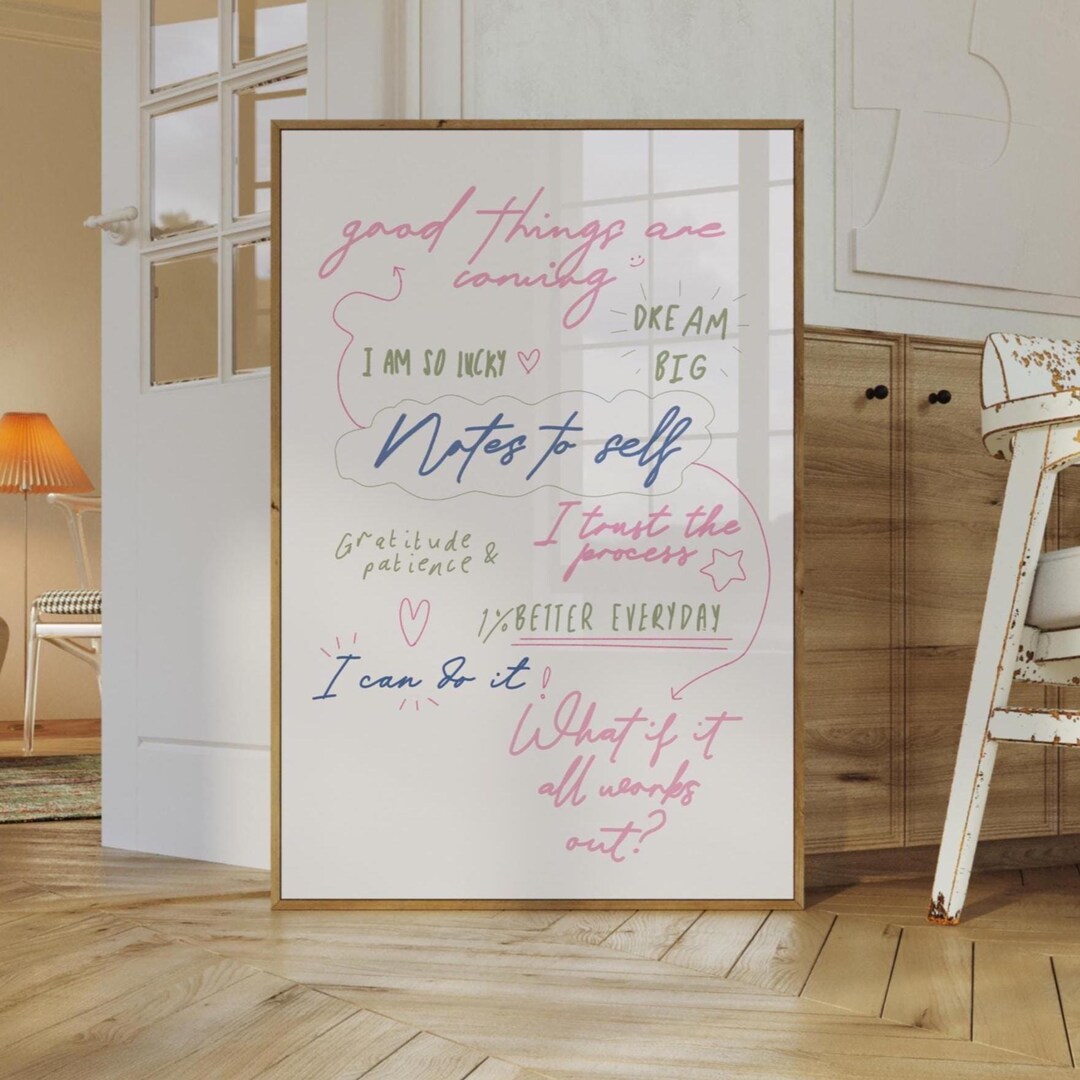 Positive Affirmations Wall Art Print - Notes to Self Trendy Preppy ...