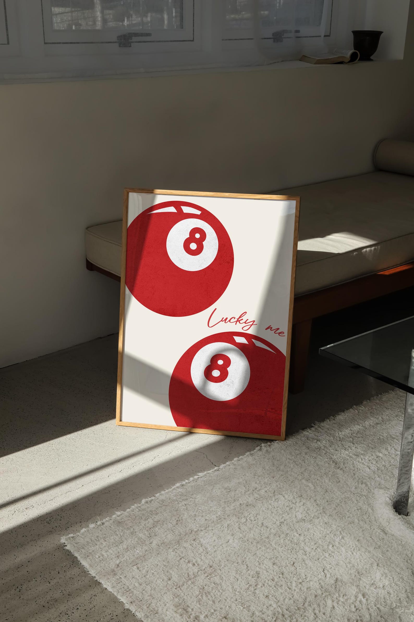 8 Ball Feeling Lucky Red Trendy Print, Dorm Apartment Girly Lucky Me ...
