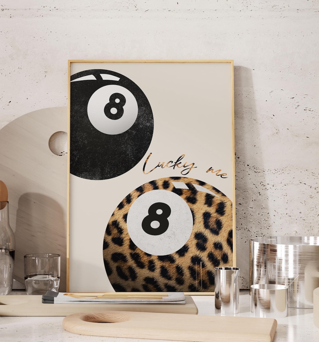 Leopard Lucky 8 Ball Aesthetic Party Girly Print Wall Art, Dorm ...