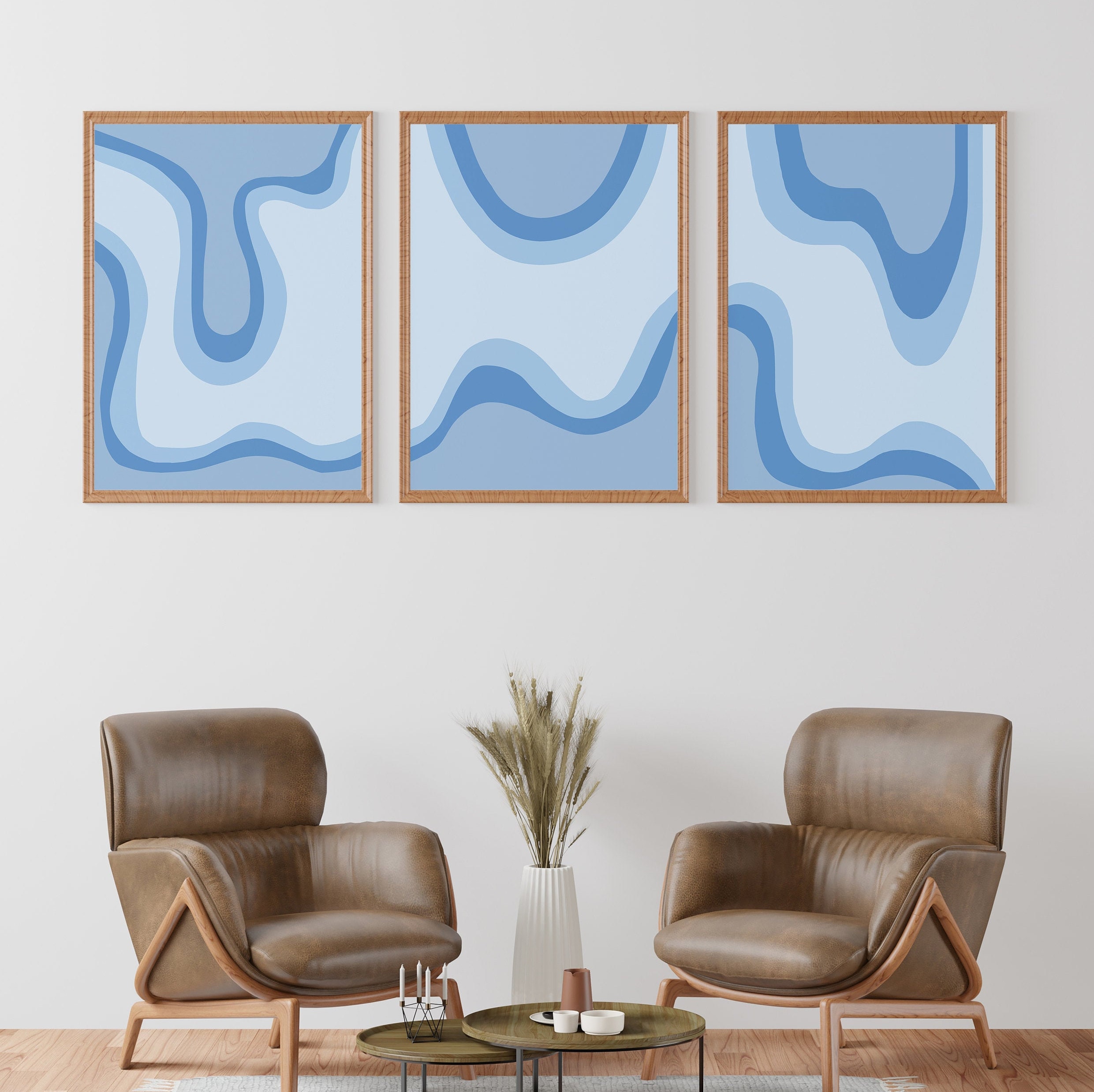 Sky Blue Set of 3 Summer Abstract Colour Gradient Melt Wave - Etsy