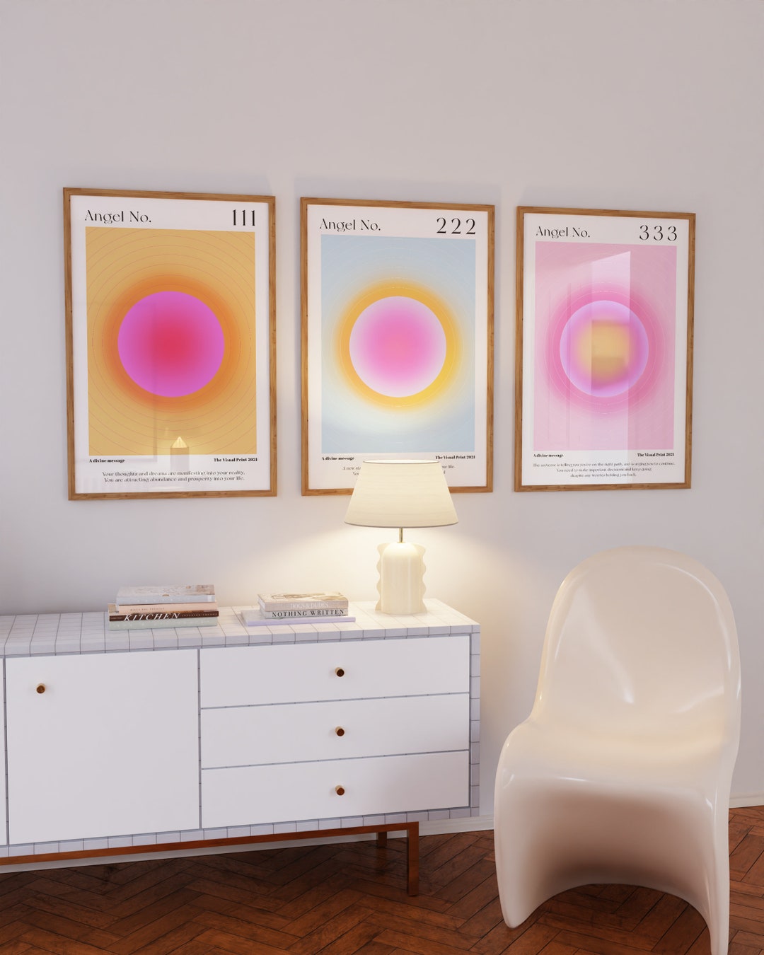 Angel Numbers Gradient Set 111,222,333 Poster Wall Art Print, Gradient ...