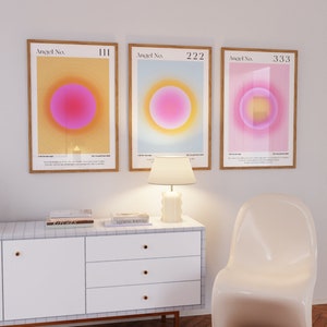 Angel Numbers Gradient Set 111,222,333 Poster Wall Art Print, Gradient ...