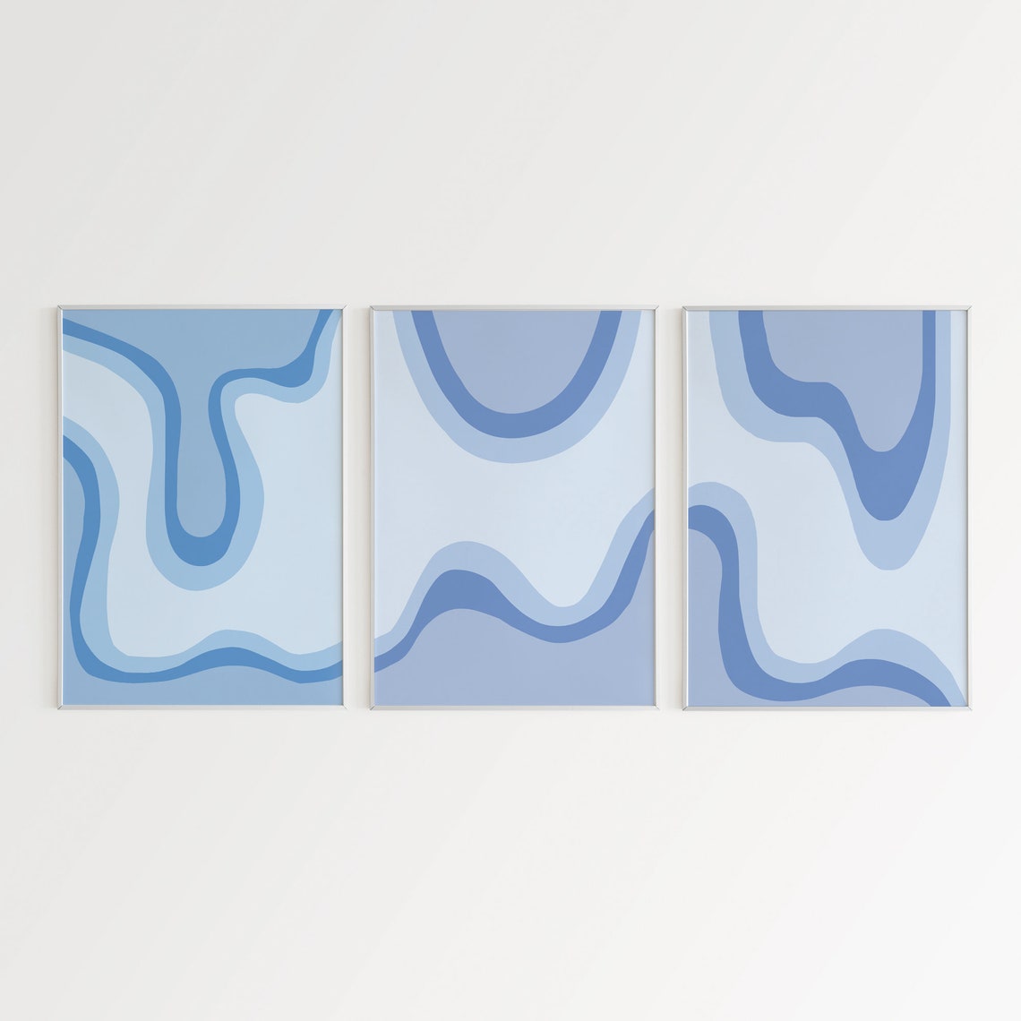 Sky Blue Set of 3 Summer Abstract Colour Gradient Melt Wave - Etsy