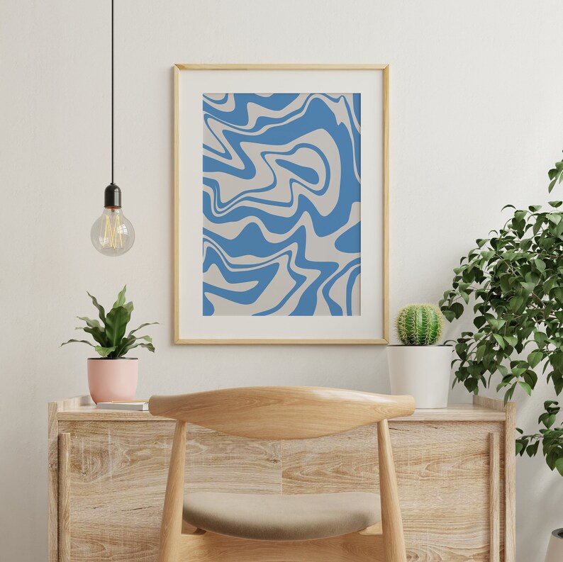 Y2K Sky Blue Marble Swirl Retro Home Decor Wall Art Poster - Etsy