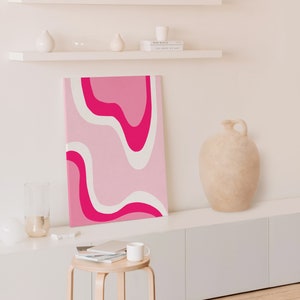 Hot Pink 70's Abstract Gradient Home Decor Wall Art Print, Digital ...