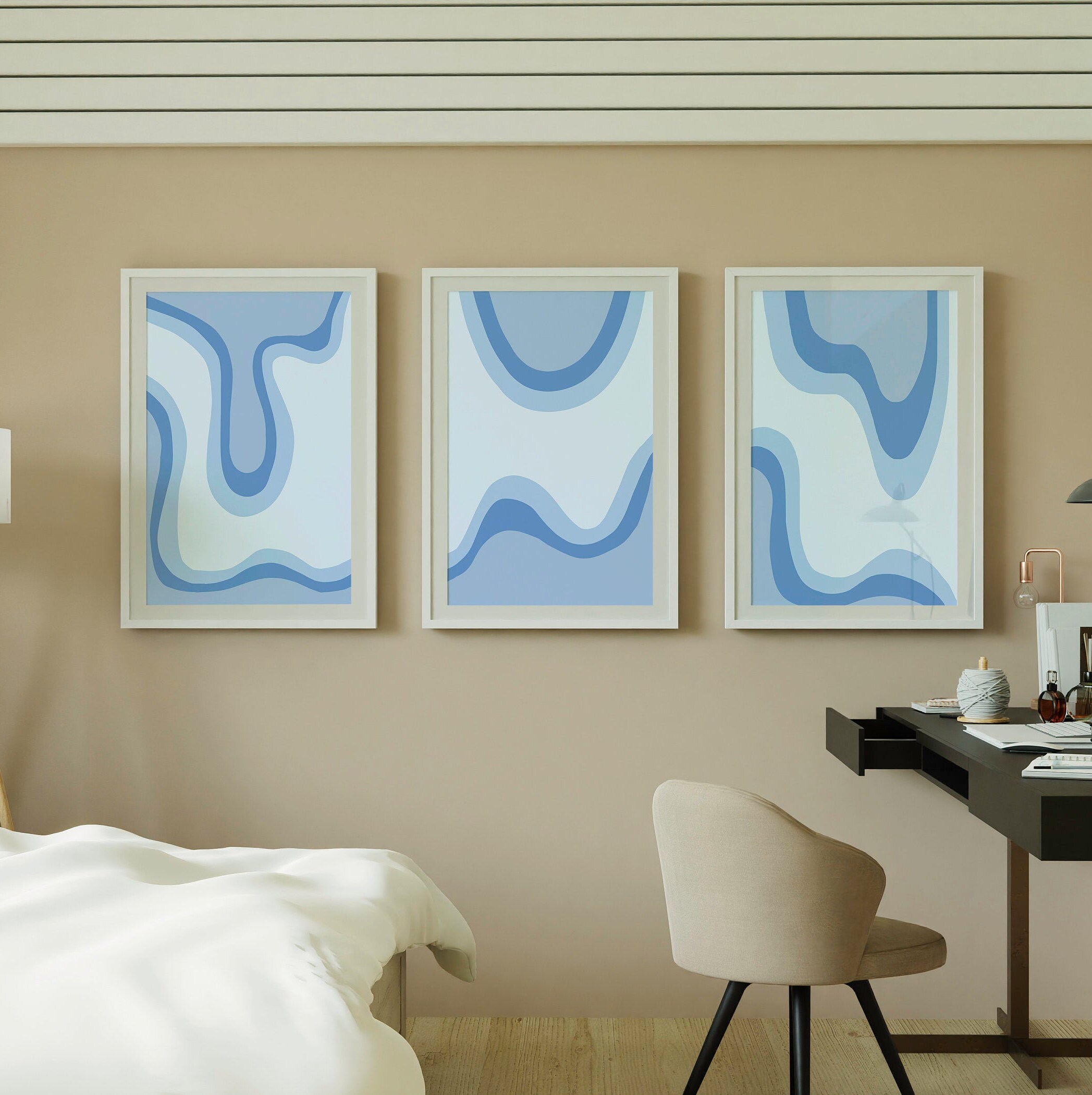 Sky Blue Set of 3 Summer Abstract Colour Gradient Melt Wave - Etsy