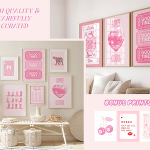 Set of 28 Trendy Pink Bundle Preppy Coquette Wall Art Decor, Aesthetic ...