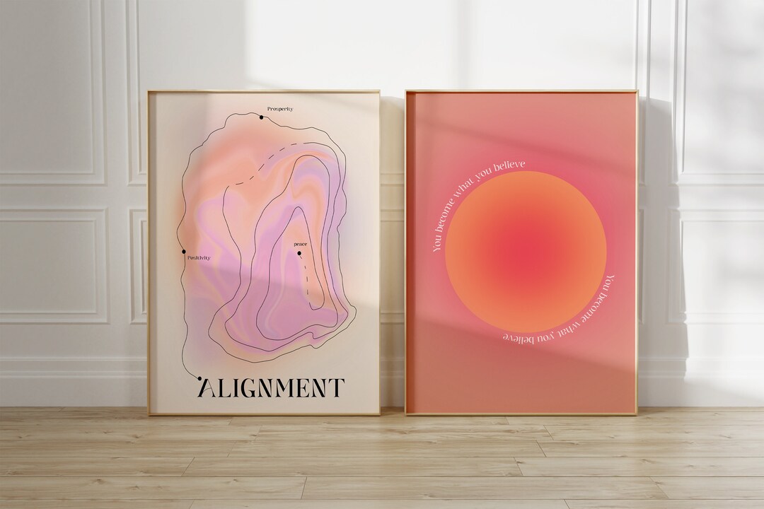Set of 2 Alignment Printable Posters, Angel Energy Manifestation Trendy ...