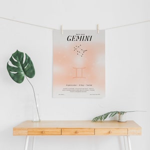 Gemini Zodiac Aura Gradient Poster Digital Download Wall Art Print ...
