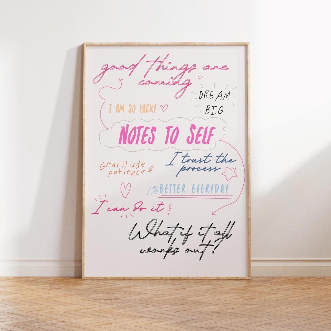 Positive Affirmations Wall Art Print - Notes to Self Trendy Preppy ...