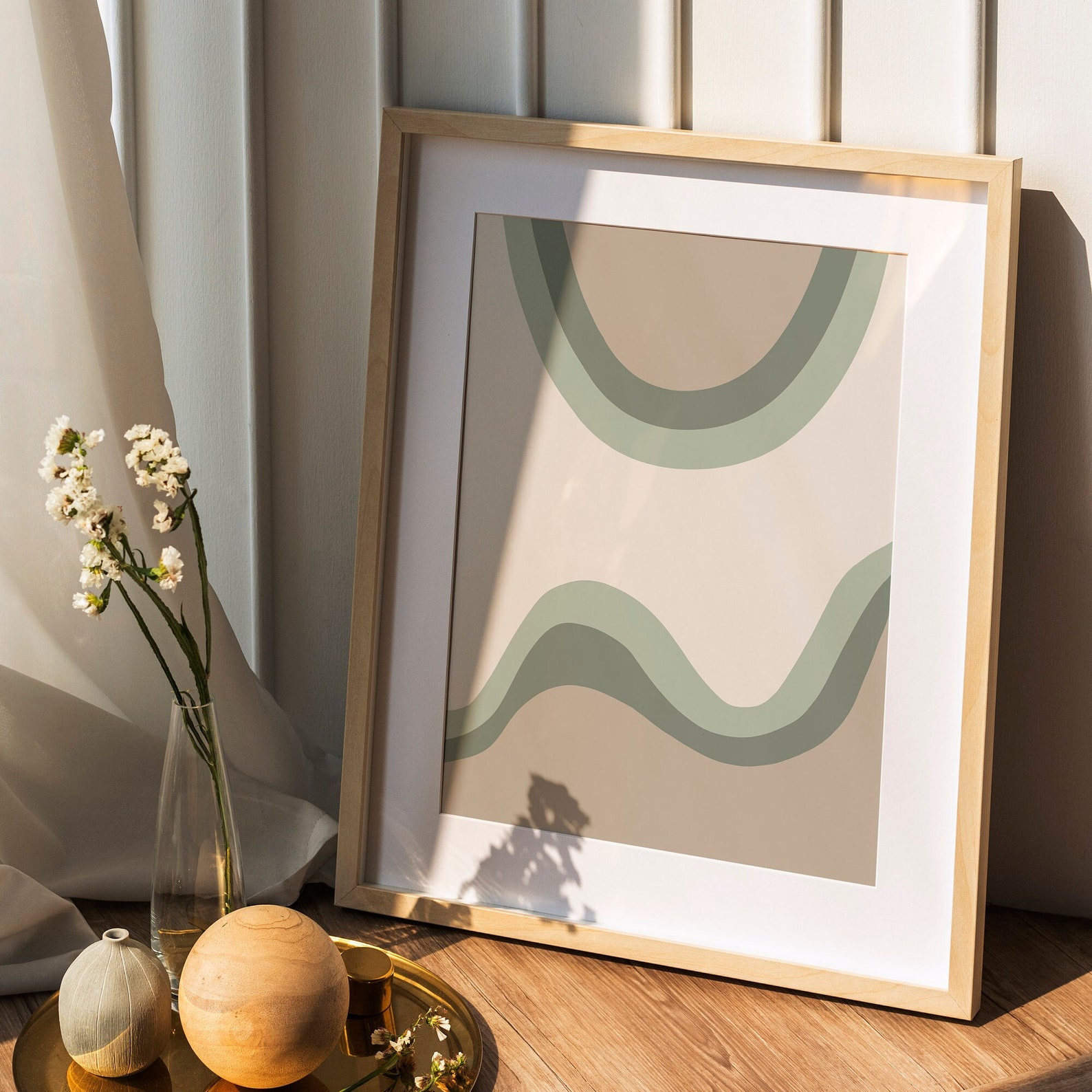 Set of 3 Beige Wasabi Green Colour Gradient Home Decor Wall - Etsy