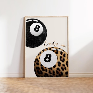 Set of 2 Leopard Aesthetic Lucky 8 Ball Star Print Set, Dorm Apartment ...