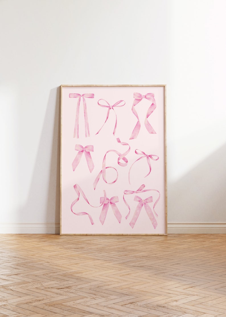 Set of 6 Coquette Light Blue Bows Disco Ball Trendy Printable Gallery ...