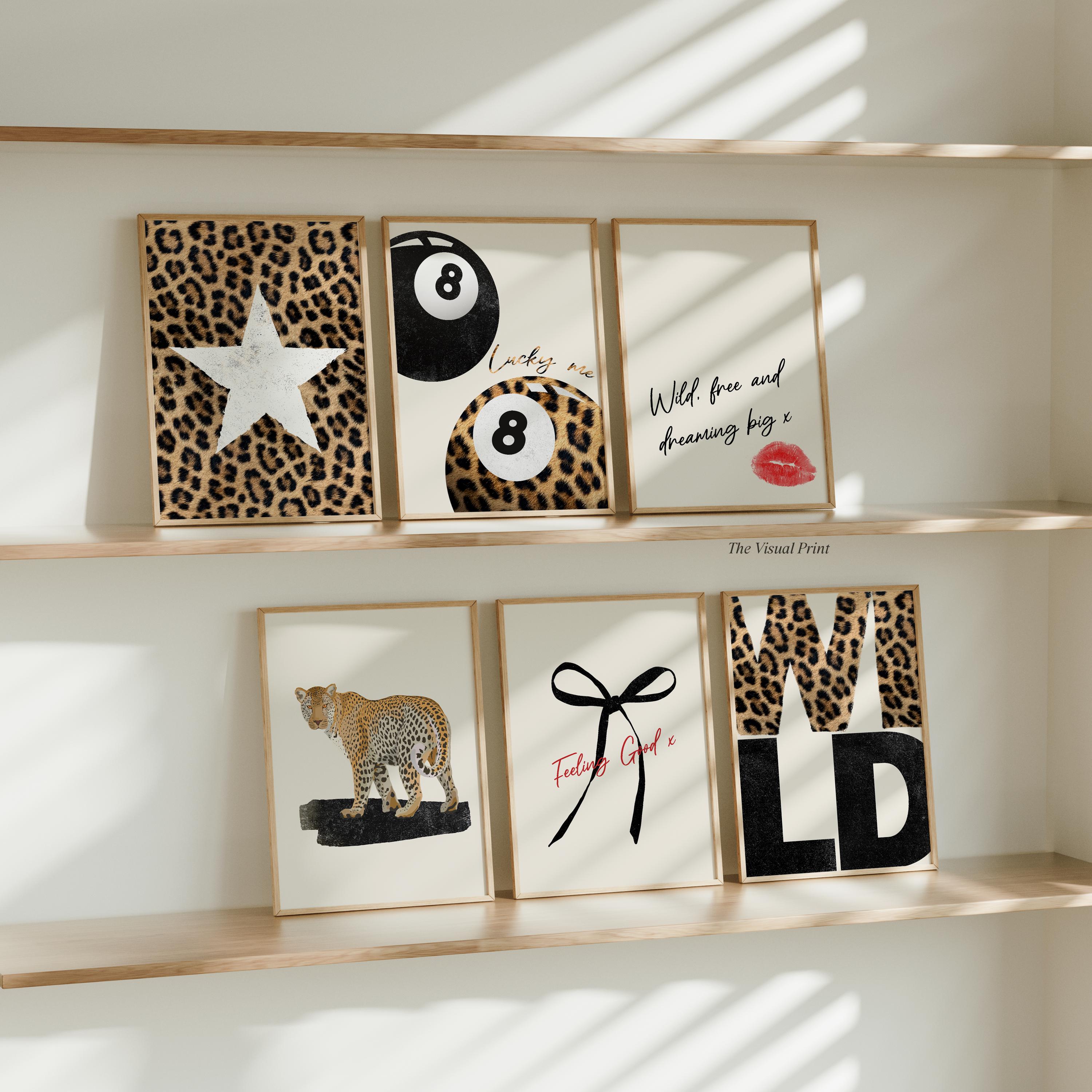Set of 12 Leopard Trendy Aesthetic Print Mega Bundle, Lucky 8 Ball ...