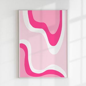 Hot Pink 70's Abstract Gradient Home Decor Wall Art Print, Digital ...