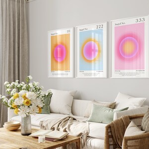 Angel Numbers Gradient Set 111,222,333 Poster Wall Art Print, Gradient ...