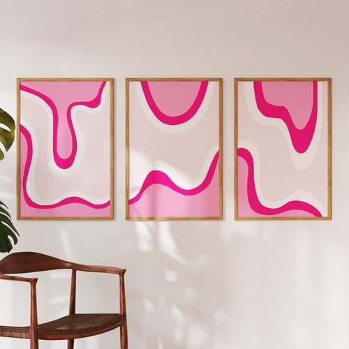 PRINTABLE Hot Pink Trendy Print Set of 3 Preppy Wall Poster - Etsy