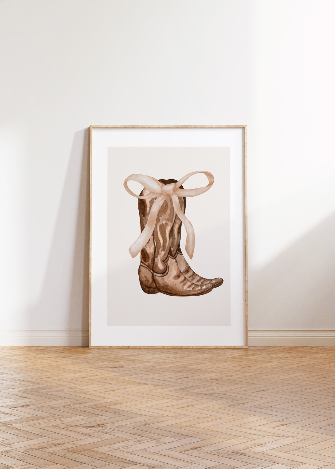 Coquette Western Cowboy Neutral Bows Trendy Dorm Wall Art Set, Preppy ...