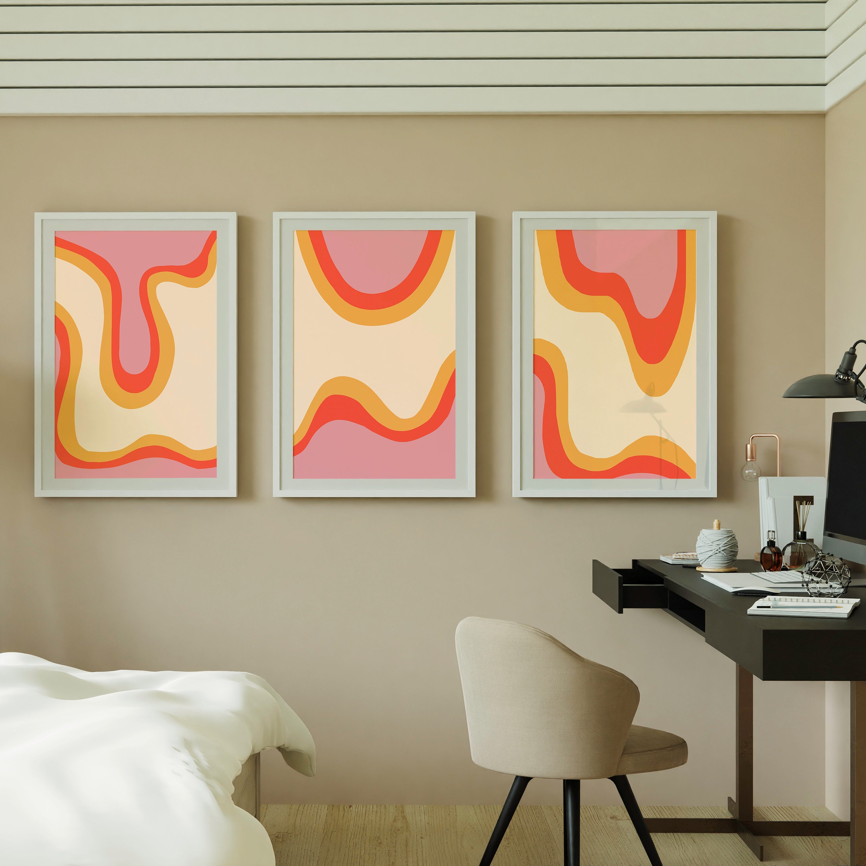 Set of 3 70's Abstract Colour Gradient Home Decor Wall Art - Etsy